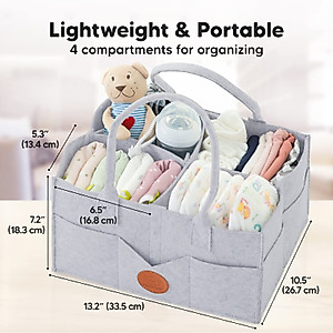 Organic Burp Cloths for Baby Boys and Girls and Baby Diaper Caddy Organizer Bundle - Burping Cloth, Newborn Towel, Milk Spit Up Rags (MONOS) - Car Caddy Diaper Holder, Storage Caddy (Classic Gray)