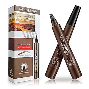 4 Point Eyebrow Pencil Dark Brown Waterproof Tint Makeup Pen Creates Natural Looking Brows and Stays on 24H