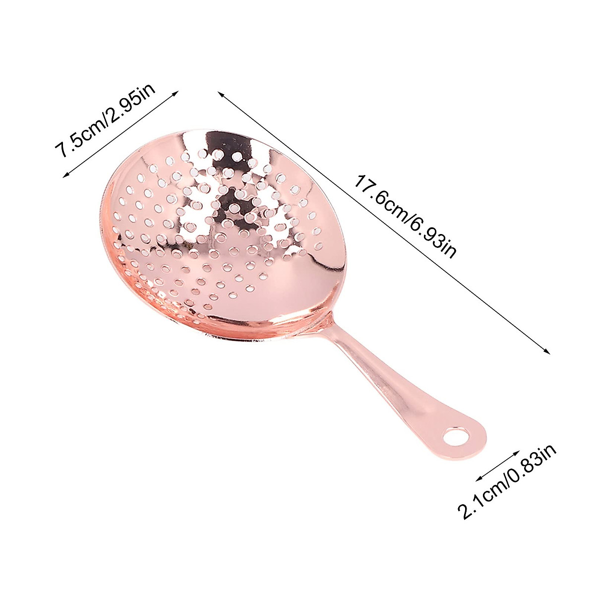Julep Strainer, Stainless Steel Bar Strainer Cocktail Strainer Spoon for Home Bar, 6.9 x 2.9in(Rose Gold)