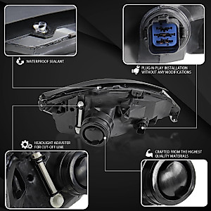 AUTOZENSATION Compatible with 2000-2004 Ford Focus Chrome Clear Headlights L + R Pair Headlamp