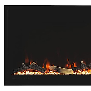 Modern Ember Aerus 72 Inch Smart Linear Electric Fireplace - Recessed in-Wall and Wall-Mount, Multiple Flame Colors, Compatible with Alexa and Google Assistant, Black