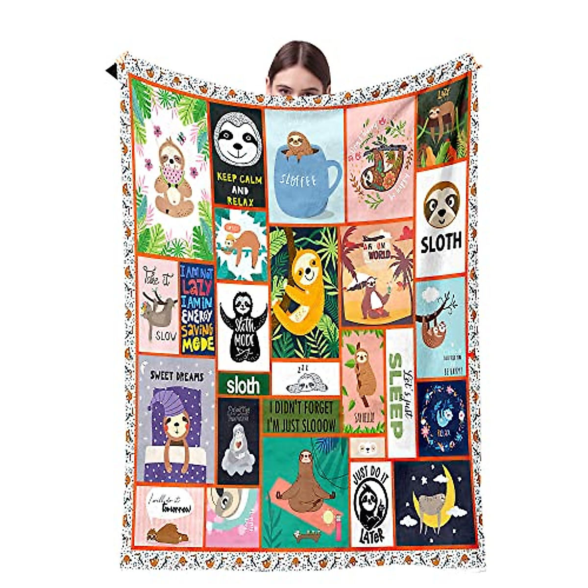 Sloth Blanket Personalization Sloth Blankets Gifts Super Soft Cozy Fluffy Blankets for Bed Sofa and Travel 60"X50"Sloth Gifts for Women