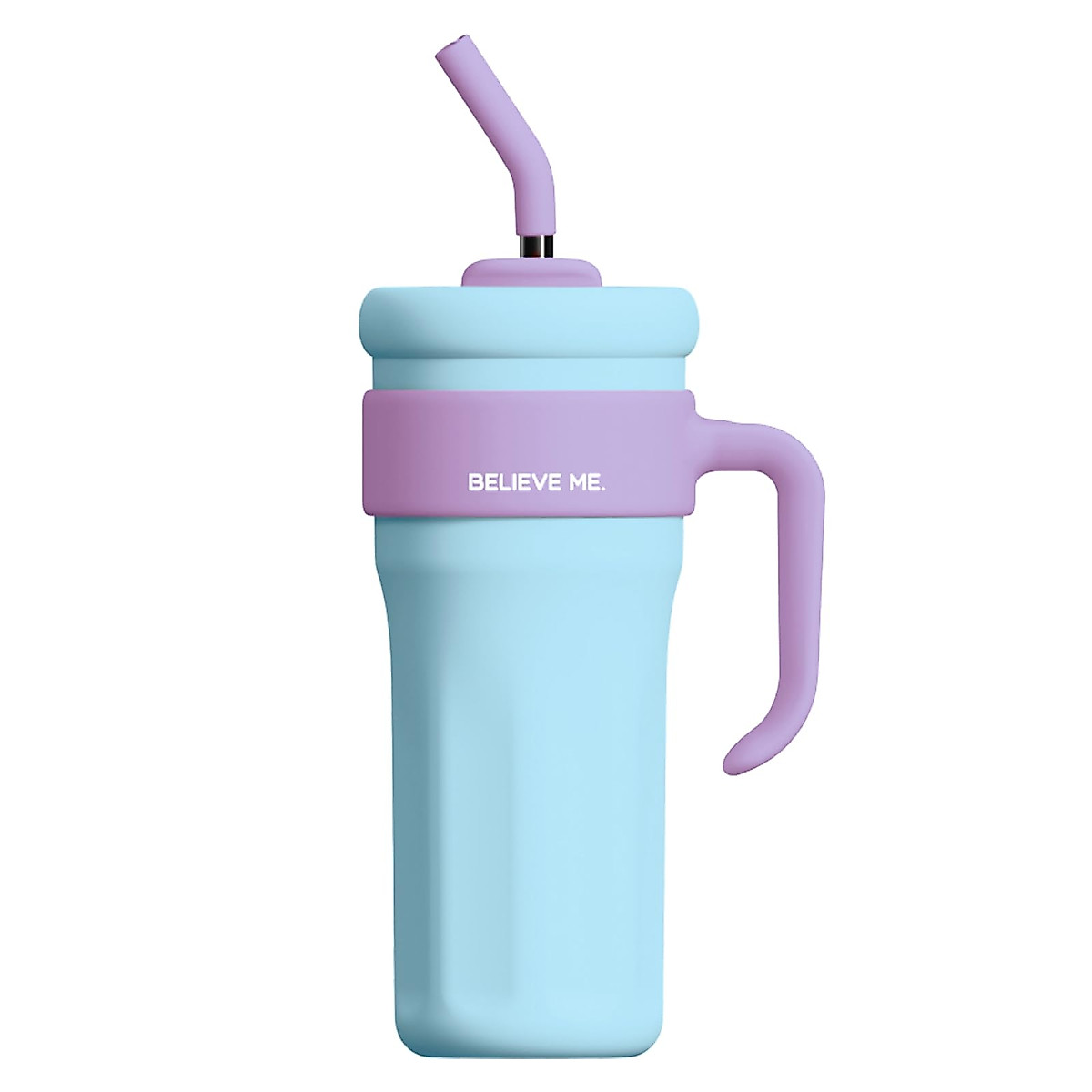 40 oz Tumbler with Handle, Stainless Steel Double Wall Vacuum Bottle Travel Mug, 100% Leakproof Insulated Tumbler with Straw and Lid, Reusable Coffee Cup for Gift (Blue)