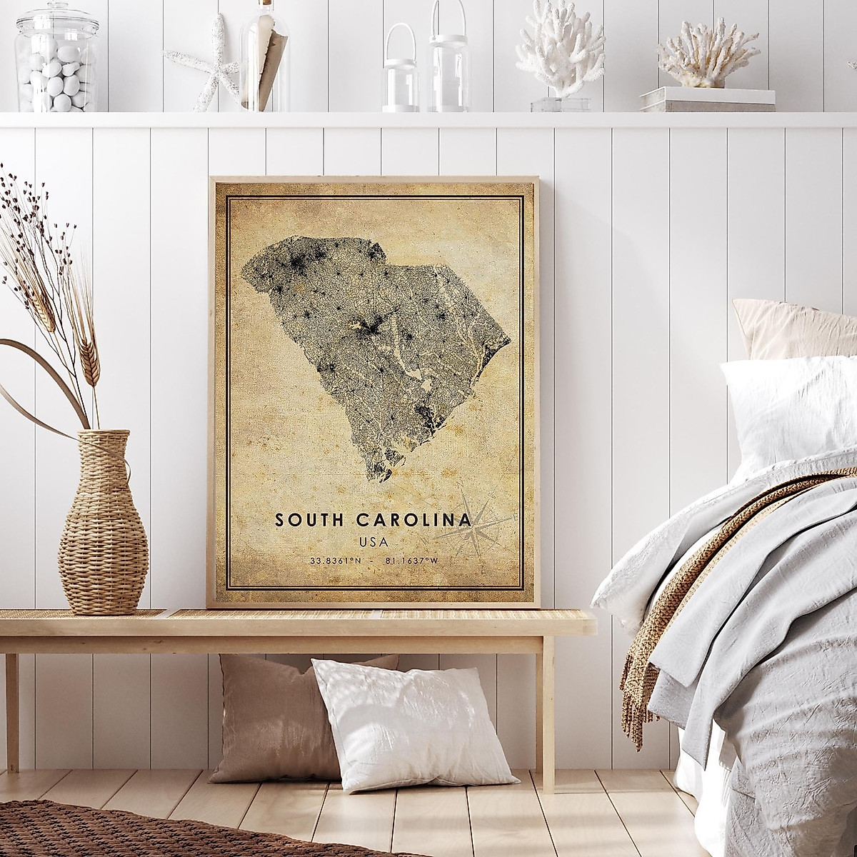 South Carolina Map Print South Carolina Map USA Map Art South Carolina City Road Map Poster Vintage Gift Map