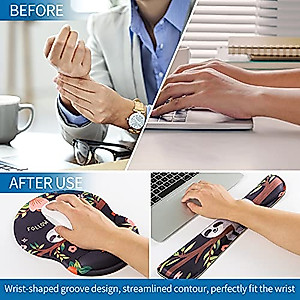 RICHEN Keyboard Wrist Rest and Mouse Pad with Wrist Support Set for Computer/Laptop/Mac,Gaming and Office, Durable & Comfortable & Lightweight for Easy Typing & Pain Relief (Sloth)