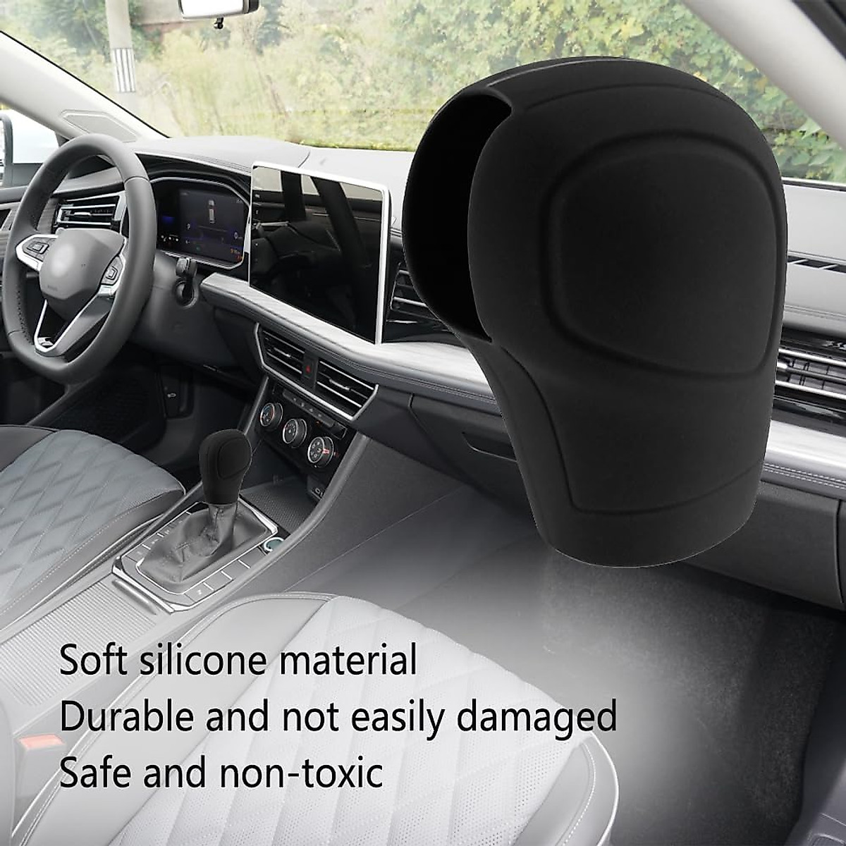 IHOTDER 2PCS Car Gear Shift Cover - Silicone Auto Gear Shift Knob Cover - Preventing Automatic Shifter Knobs Aging - Universal Car Interior Decor Accessories for Women or Man (Black)