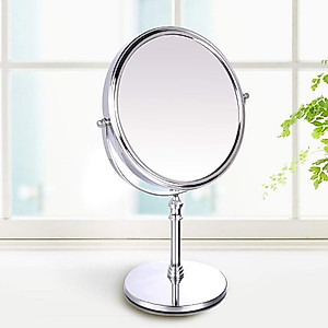 KONGZIR Bathroom Mirror Make-up Mirror Office Beauty Mirror with 3X Magnification and 360 deg; HD All-Round View; Princess Mirror Travel Portable Silver Rotation