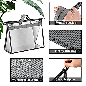 Shappy 10 Pieces Handbag Storage with 2 Pieces Hangers Clear Purse Organizer Dust Cover Organizer Bags for Closet Handbag Wallet Closet Storage Bag with Zipper and Handle (Grey)
