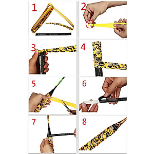 Abovehill Tennis Racket Grip Tape Keel Design Camouflage Non-Slip for Tennis Racket Badminton Racket Baseball Bat Bicycle Grip Fishing Rod Grip 9-Pack