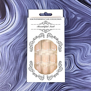 White French Tip Press on Nails Short Square Fake Nails Glossy Pink Glue on Nails Full Cover False Nails with Designs White Nail Tips Acrylic Nails Extra Short Press on Nails for Women Manicure 24Pcs