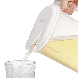 ZENFUN Set of 4 Plastic Water Pitchers with Spout, 60 OZ/1.8 Quart Fridge Door Water Jugs with Flip Top Lid, Leak-Proof Juice Pitcher Beverage Container for Iced Tea, Lemonade, Refrigerator, BPA-free