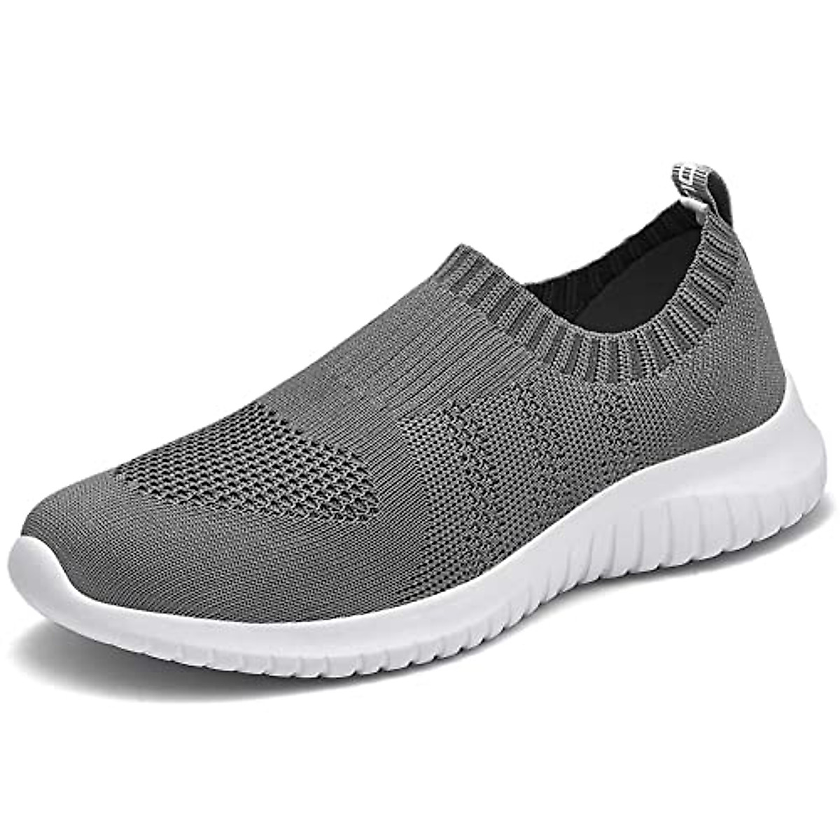 konhill Women's Walking Tennis Shoes - Lightweight Athletic Casual Gym Slip on Sneakers 9.5 Wide US A/Dark Grey,41
