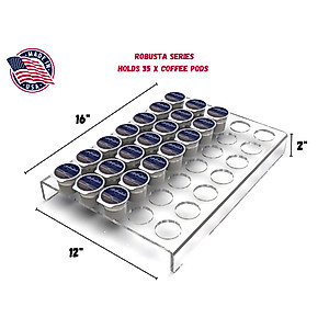 Flat countertop coffee pod holder k cup organizer tray | Coffee pod organizer for 35 coffee pods | Compatible with k-cups | Clear acrylic | Countertop or in drawer storage | Made in the USA