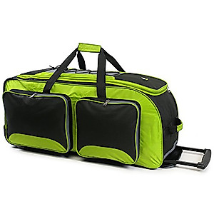 Fila 32" Lightweight Rolling Duffel, NEON Lime, One Size