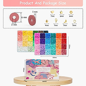 Velavior 7000 Pcs Clay Beads for Bracelet Making Kit, 2 Boxes 48 Colors Friendship Bracelet Kit Polymer Clay Heishi Beads with Star Round Heart Spacer Gold Bead DIY Crafts Gift Set for Kids Teens