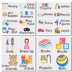 mDesign Plastic Stackable Storage Organizer Toy Box with Lid for Action Figures, Crayons, Markers, Building Blocks, Puzzles, Craft or School Supplies - Pack of 4, Includes 32 Labels - Light Pink/Clear