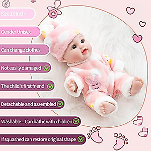 TUSALMO 12 Inch Baby Doll with Accessories Set,Soft Baby Dolls for 3+ Year Old Girls boy,Baby Toys for Birthday Gift