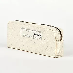 Pencil Case Trilly Premium Canvas Pencil Pouch Made of Resilient Canvas Fabric Multi Purpose Pencil Bag with Smooth Zipper Highly Portable and Lightweight College School Supplies (Canvas Ivory)