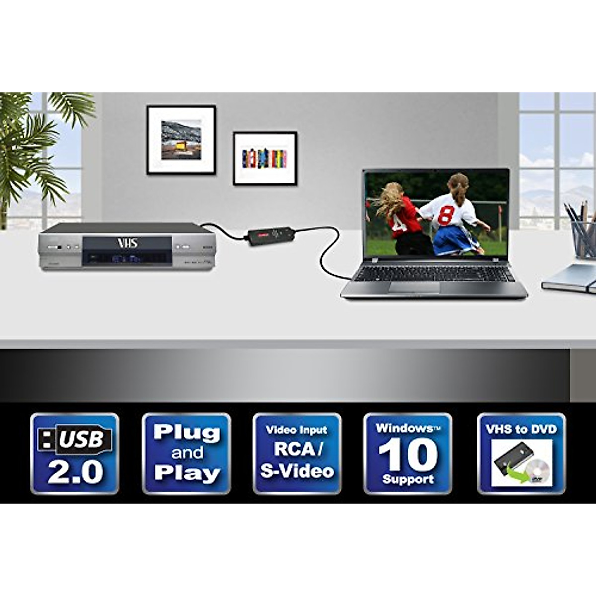 Diamond Multimedia VC500 One Touch VHS to Digital File, DVD Converter with Easy to use Software, Convert, Edit and Save For Win7,8,10,11