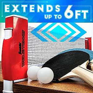 Franklin Sports Table Tennis to Go Portable Ping Pong Net Set - Any Table Top Adjustable, (2) Ping Pong Paddles + (2) Ping Pong Balls Included - 2 Player Table Tennis Set
