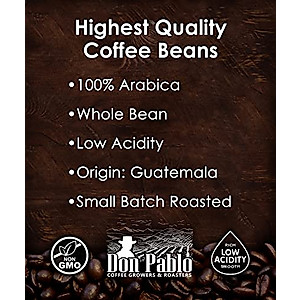 2LB Pablo's Pride Guatemala - Medium-Dark Roast - Whole Bean Arabica Coffee - Low Acidity - 2 Pound Bag