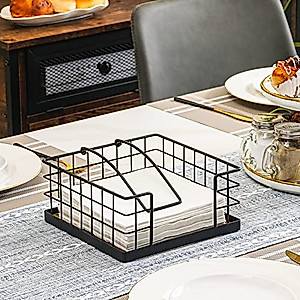 Honiter Napkin Holder, Farmhouse Flat Napkin Holder with Weighted Arm, Wooden Napkin Holders for Paper Napkins, Square Napkin Dispenser for Countertop, Cocktail Napkin Holder for Kitchen, Dining Room