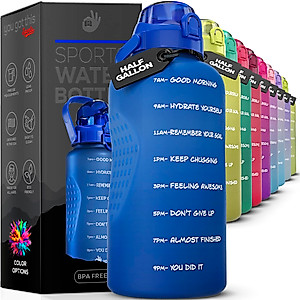 YOU GOT THIS LIVING Motivational Water Bottle with Time Marker,Half Gallon Water bottle with Straw 64 oz/2.2L Gym Water Bottle, Achieve All-Day Hydration SpillProof, BPA FREE