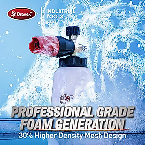 Foam Cannon - Heavy Duty Foam Wash Gun, Wide Neck Adjustable Car Foam Blaster for Pressure Washer with 1/4 Inch Connector, 5 Nozzles Included in The Kit(1 Liter, 1.1mm Metal Orifice)