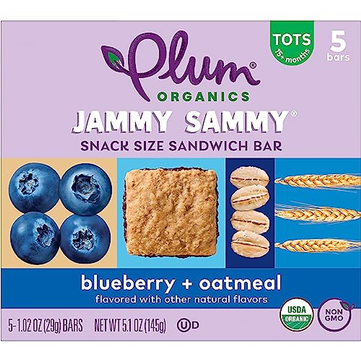 Plum Organics Sandwich Bars | Jammy Sammy | Variety Pack | 6 Count | Organic Snack for Kids, Toddlers | New Look, Packaging May Vary