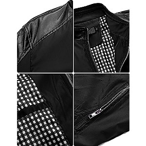 Springrain Men's Lightweight Bomber Jacket Zip Up Windbreaker Softshell Outdoor Jacket Coat (Large, Black)