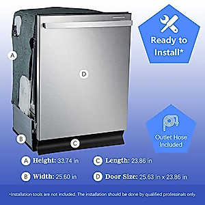 Dishwasher, Kalamera 24 inch Built in Dishwacher with 14 Place Settings, 6 Wash Cycles and 4 Temperature Option, Energy Save with Low Water Consumption and Quiet Operation - Stainless Steel