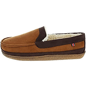 IZOD Men's Memory Foam Slipper, Classic Two-Tone Moccasin, (X-Large / 11-12, Tan)