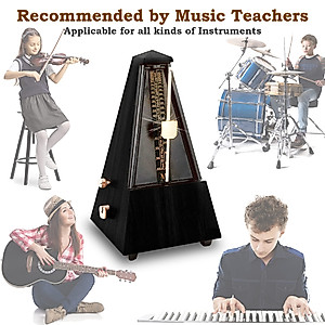 Tempi Mechanical Metronome for Musicians - 2-Year Warranty - Metronome for Piano/Guitar/Violin, Metronome Music for Adults and Kids (Molded Black Grain Veneer)
