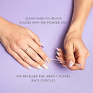 Glass Cuticle Pusher by Bona Fide Beauty - Dual Ended Manicure Stick - Premium Czech Glass Manicure Tools