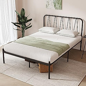 Novilla Queen Bed Frame, 14 Inch Metal Platform Bed Frame with Headboard, Heavy Duty Metal Slats Support, Easy Assembly, No Box Spring Needed