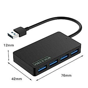 Tec-Digi USB Hub 3.0, 4-Port Ultra-Slim USB 3.0 Hub Portable Adapter High Speed Expansion Multi USB Hub Splitter Lead Adapter Cable for PC Laptop, Desktop, PS3, Xbox, Wii, MAC, Notebook, MacBook, Etc