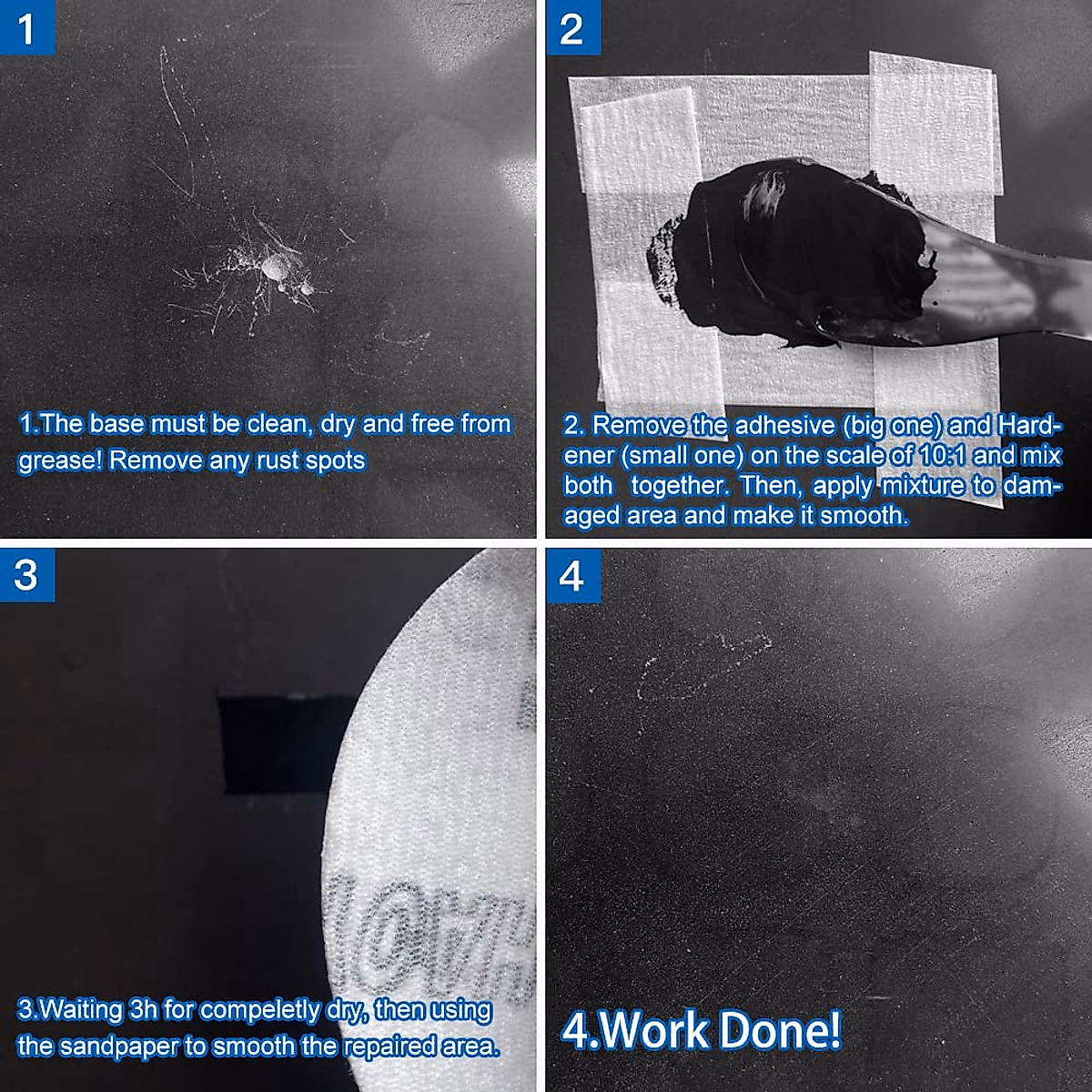 Granite, Marble and Quartz Countertops chip Repair Kit - Fix Nicks, Chips, or Scratches on Granite, Marble Porcelain, corian, Travertine, Quartz and Other Natural Stone and Acrylic Surfaces.（Black）