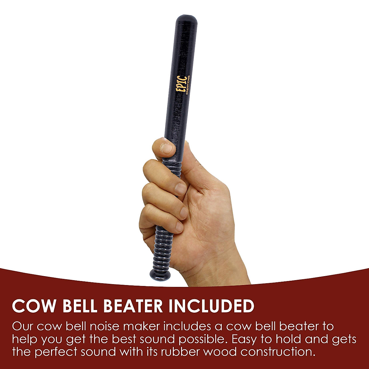 Epic Creations Cow bell with Handle-7 Inch Cow Bell Noise Maker, Cowbell Beater Stick, Cheering Bell for Football Games, Cow Bells for Sporting Events (Antique Copper)