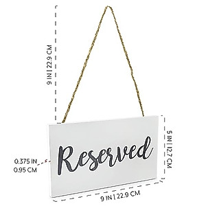 Darware Hanging Wooden Reserved Signs (6-Pack, White); Rustic Style Wood Signs for Weddings, Special Events, and Functions