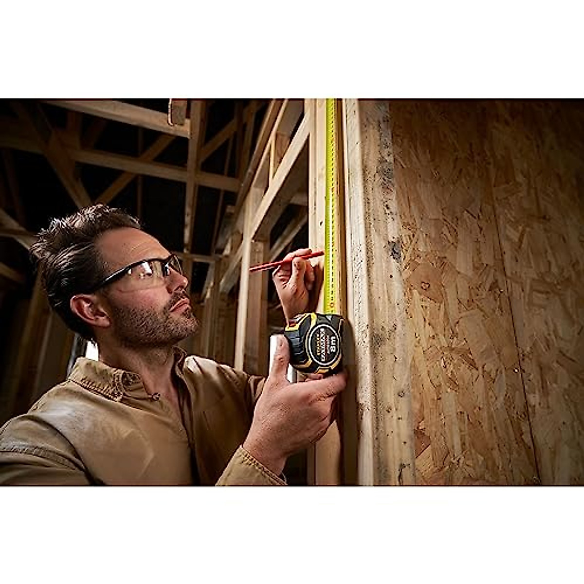 STANLEY XTHT0-33501 FATMAX Autolock Tape, 8m Metric Only, Yellow/Black