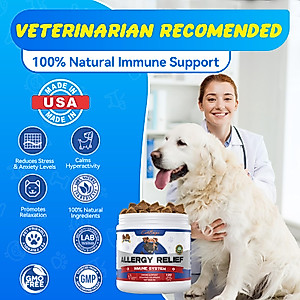 ColEzae Allergy Relief for Dogs, Anti-Itch Chew Treats for Dry Skin, Itchy Paws, Licking, Seasonal Allergies, Omega 3 and Herbal Supplement