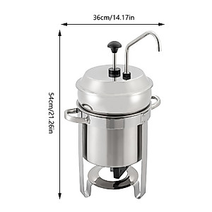 BANLICALI 7L Soup Chafer, 400W Stainless Steel Soup Pot with Electric Heating Plate and Pump, Round Soup Chafer for Catering Parties Events Wedding Silver Adjustable Temperature 50-85℃