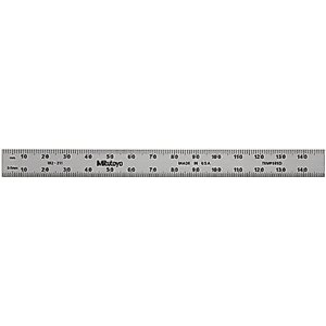 Mitutoyo 182-211, Steel Rule, 150mm ( 1mm, 0.5mm), 1/64" Thick X 12mm Wide, Satin Chrome Finish Tempered Stainless Steel