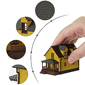 N Scale Model Building 1:160 Residential Modern House Assembled Architectural for Model Train Layout Diorama JZN01 (Yellow)