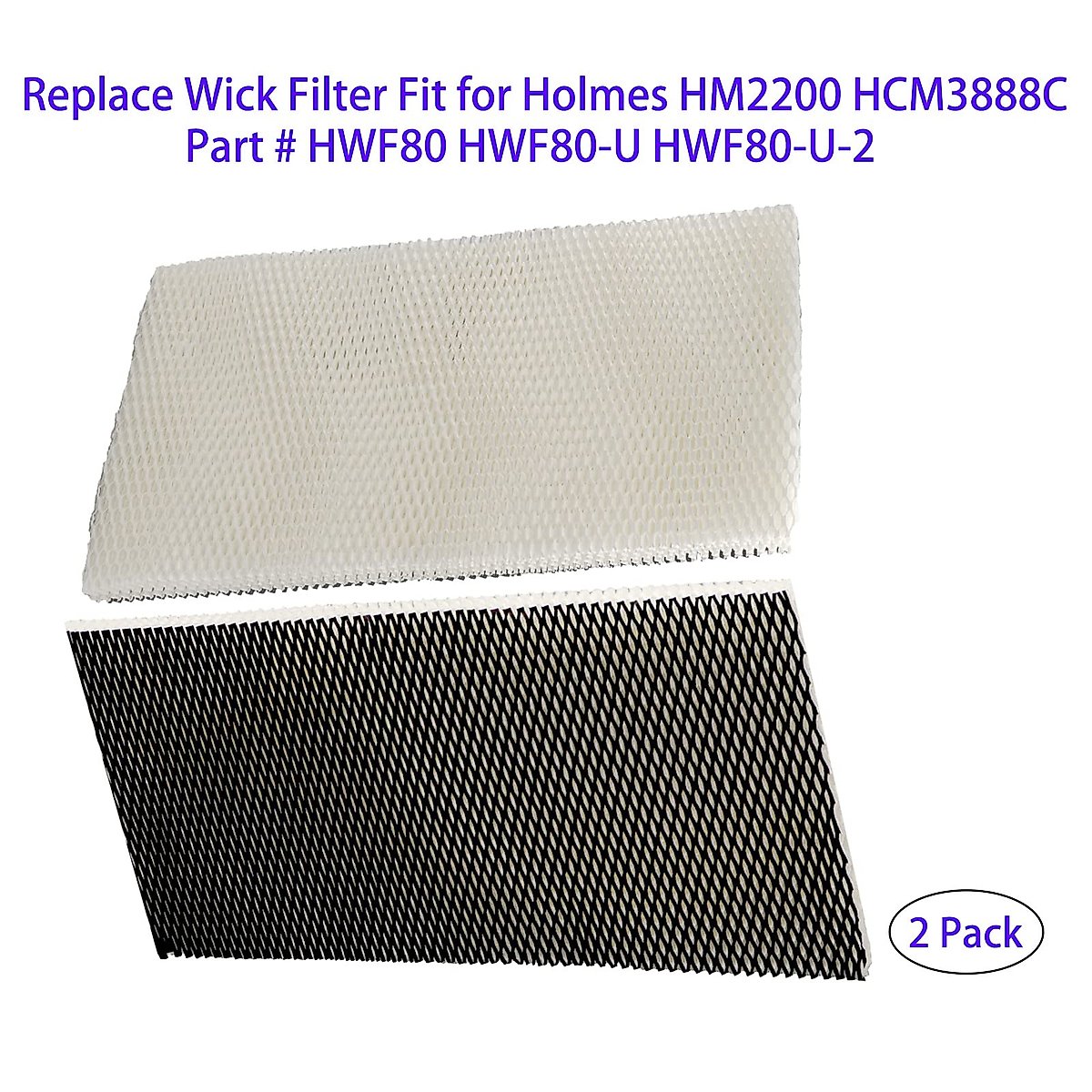 HWF80 Replacement Wick Filter Fit for Holmes HM2200 HCM3888C, Part # HWF80 HWF80-U HWF80-U-2, Replace Filter W (2 Pack)