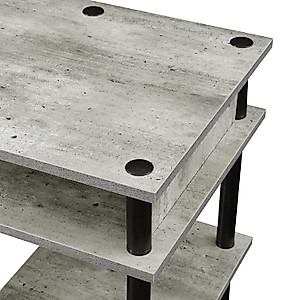 Convenience Concepts Designs2Go No Tools Desk Home Office Desk with Shelves, Corner Shelf Vanity Desk Computer Desk Nail Table for Nail Tech - 47.25" L x 15.75" W x 30" H, Faux Birch/Black