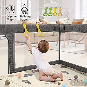 UANLAUO Baby Playpen, Baby Playard, Baby Play Yard, Large Play Pens for Babies and Toddlers, BPA-Free, Non-Toxic, Safe No Gaps (Gray, 59x71inch（with mat)