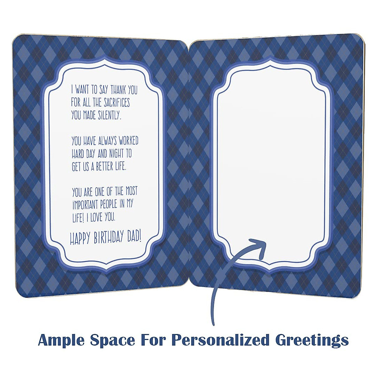 AGAPE LOVE CARDS Happy Birthday Card For Dad - | Made From Real Bamboo | 6" X 4.5" - 1 Pack (Envelope Included) | Laser Cut, Floral Dad Birthday Card from Daughter, Son or kids (Birthday Card Dad)