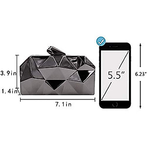Adela Women Fashion Alloy Metal Women Clutches Fashion Geometic Evening Clutch Metal Clutch Purse (Gun Color)