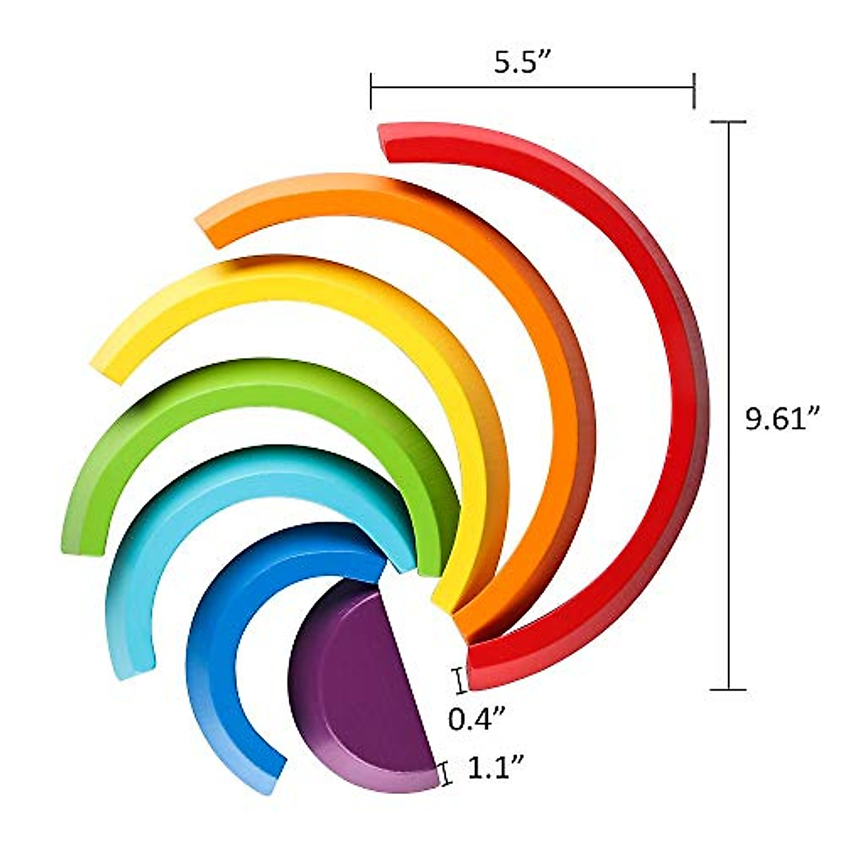 Coogam Wooden Rainbow Stacker Nesting Puzzle Blocks - Tunnel Stacking Game Building Creative Color Shape Matching Jigsaw Learning Toy Set Board Early Development Gift for Kids Boy Girl